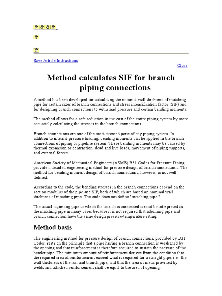 SIF Calculation For Piping Connections | PDF | Pipe (Fluid Conveyance ...