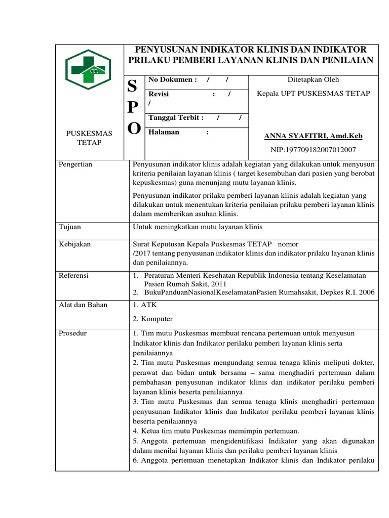 Indikator Layanan Klinis Puskesmas | PDF | Sains & Matematika