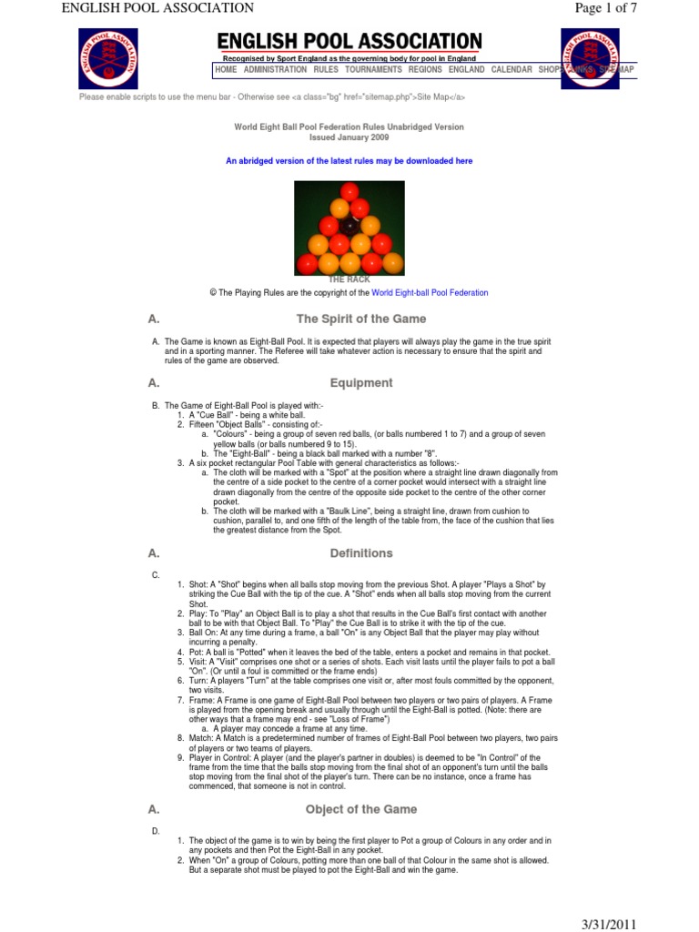 UK 8 Ball Pool - Wrules | Download Free PDF | Snooker | Pool (Cue Sports)