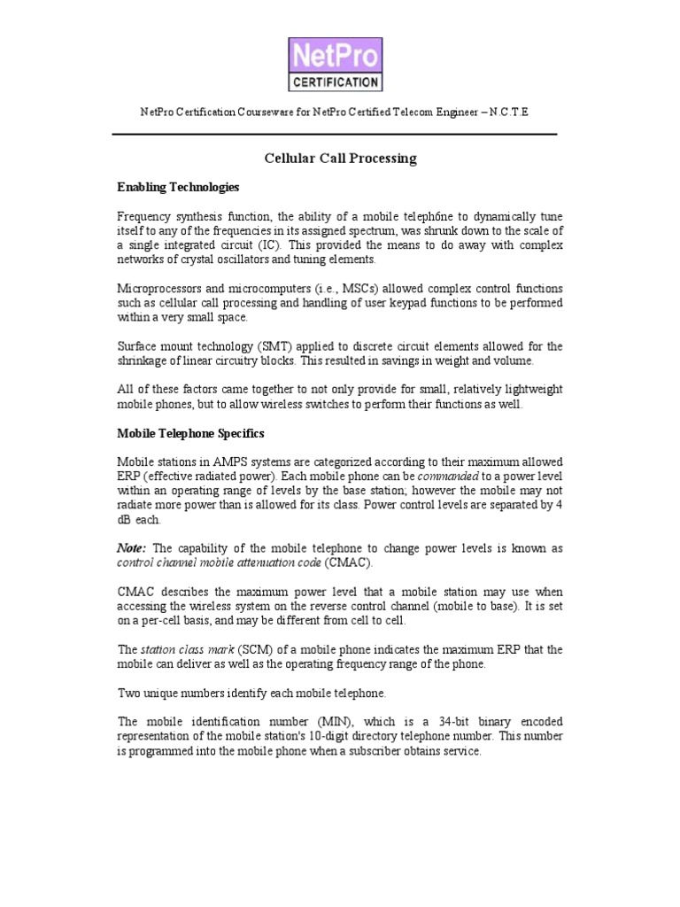 Cellular Call Processing | PDF | Telephone | Mobile Phones