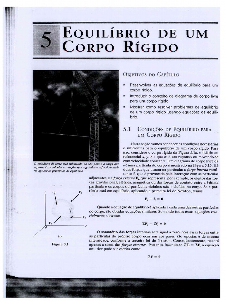 Cap. 5 - EQUILÍBRIO DE UM CORPO RÍGIDO PDF | PDF