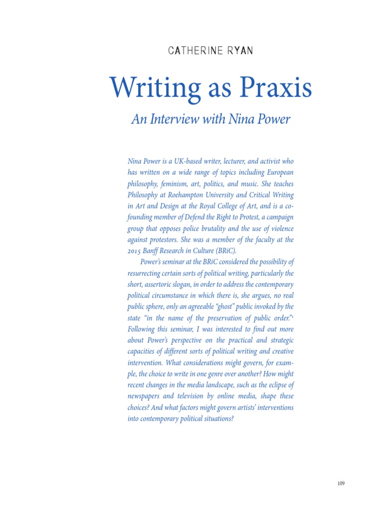 Writing As Praxis: An Interview With Nina Power | PDF | Michel Foucault ...