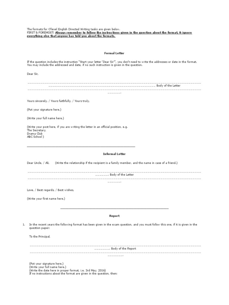 The Formats For O | PDF