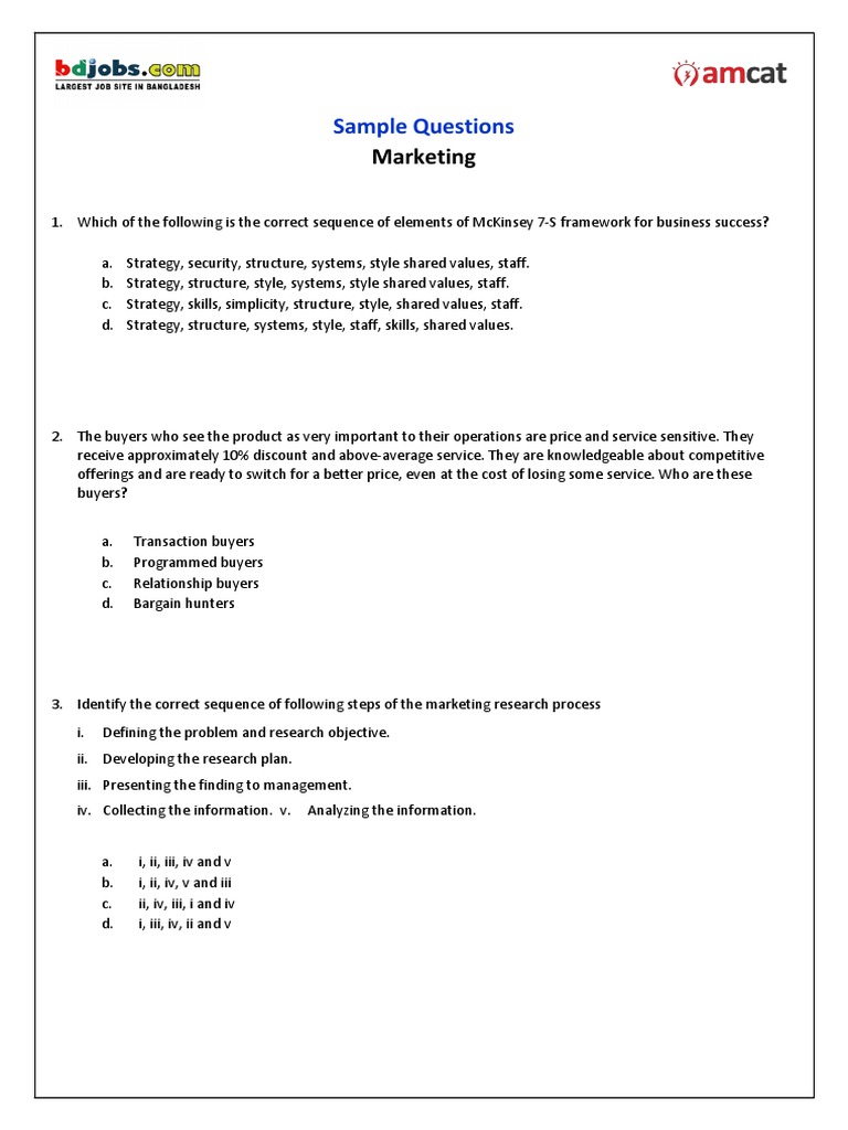 Marketing Questions | PDF | Sales | Brand