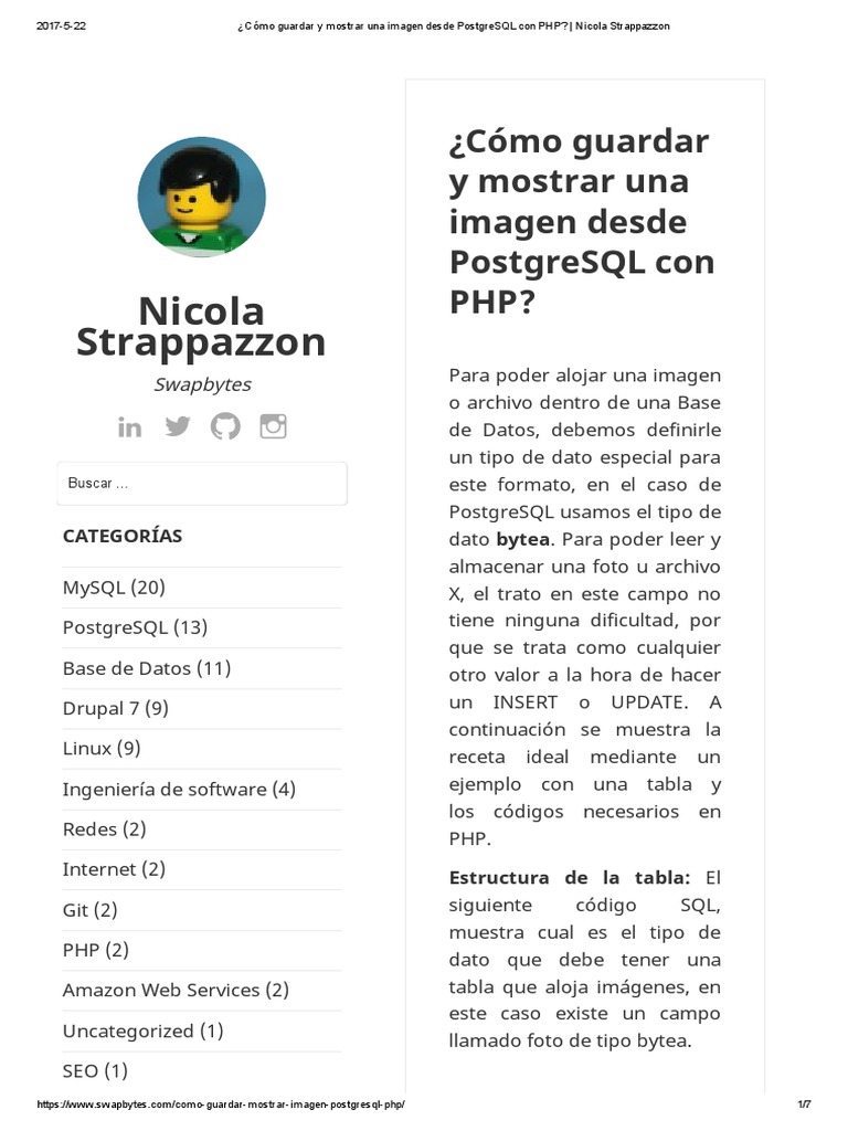 ¿Cómo Guardar y Mostrar Una Imagen Desde PostgreSQL Con PHP - Nicola Strappazzon | PDF | Php ...