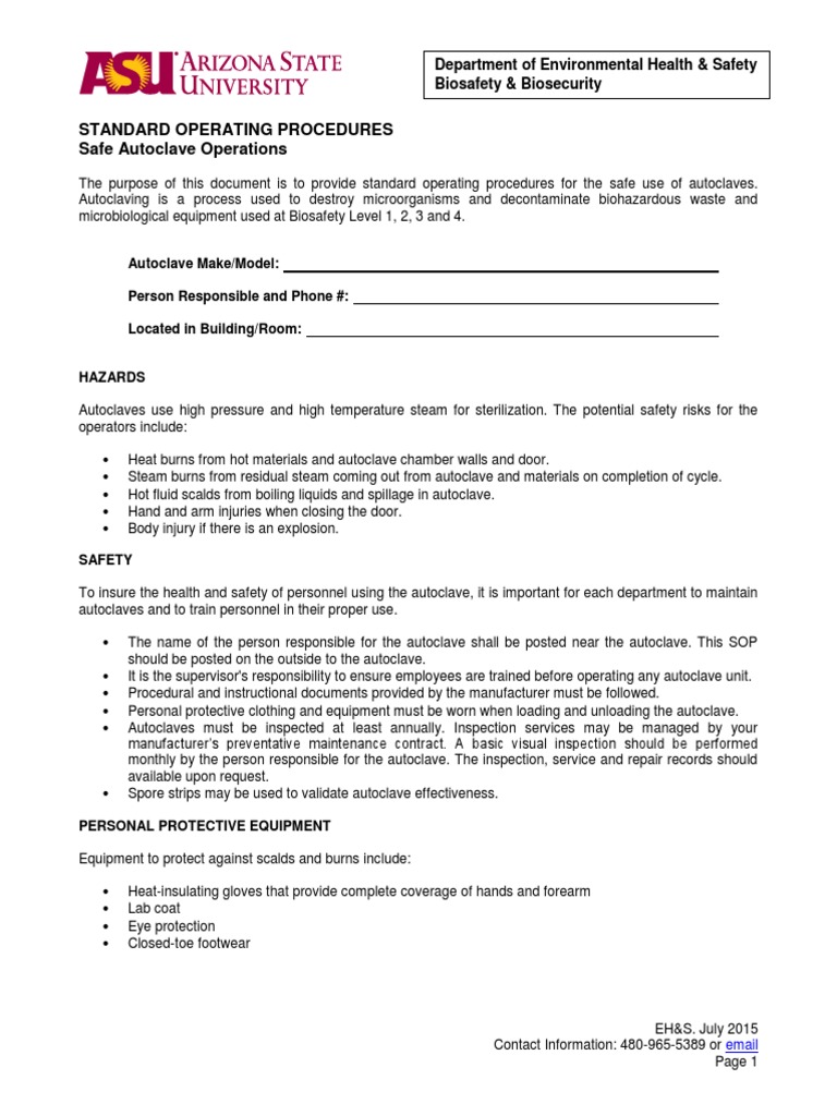 A Autoclave-Sop PDF | PDF | Steam | Clothing