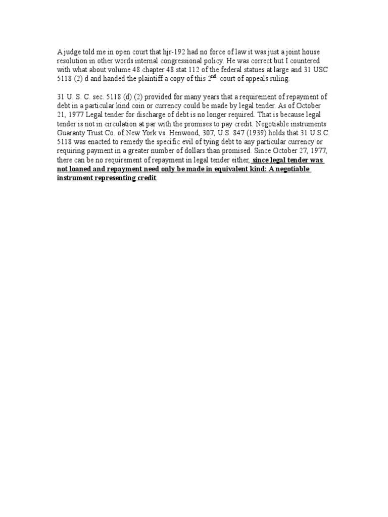 The Force of Law Behind Volume 48 Chapter 48 Stat 112 of the Federal ...