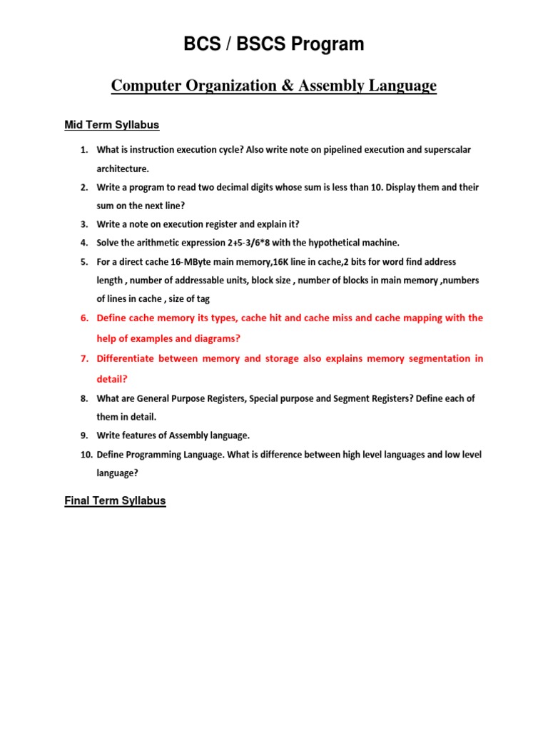 Computer Organization Assembly Language | PDF | Computer Program | Programming