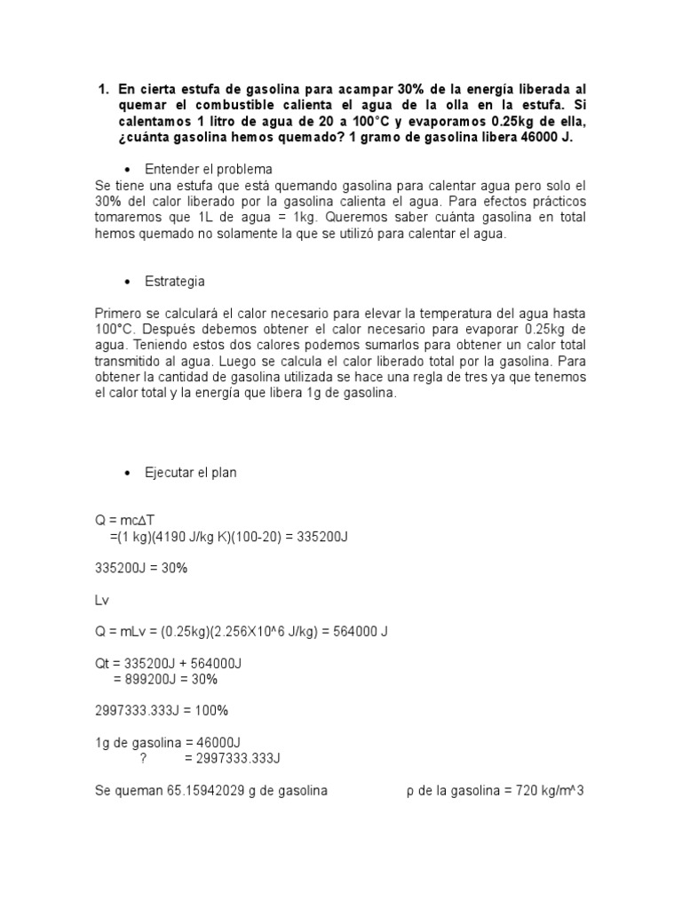 Ejercicios de Termodinamica | PDF | Calor | Gases