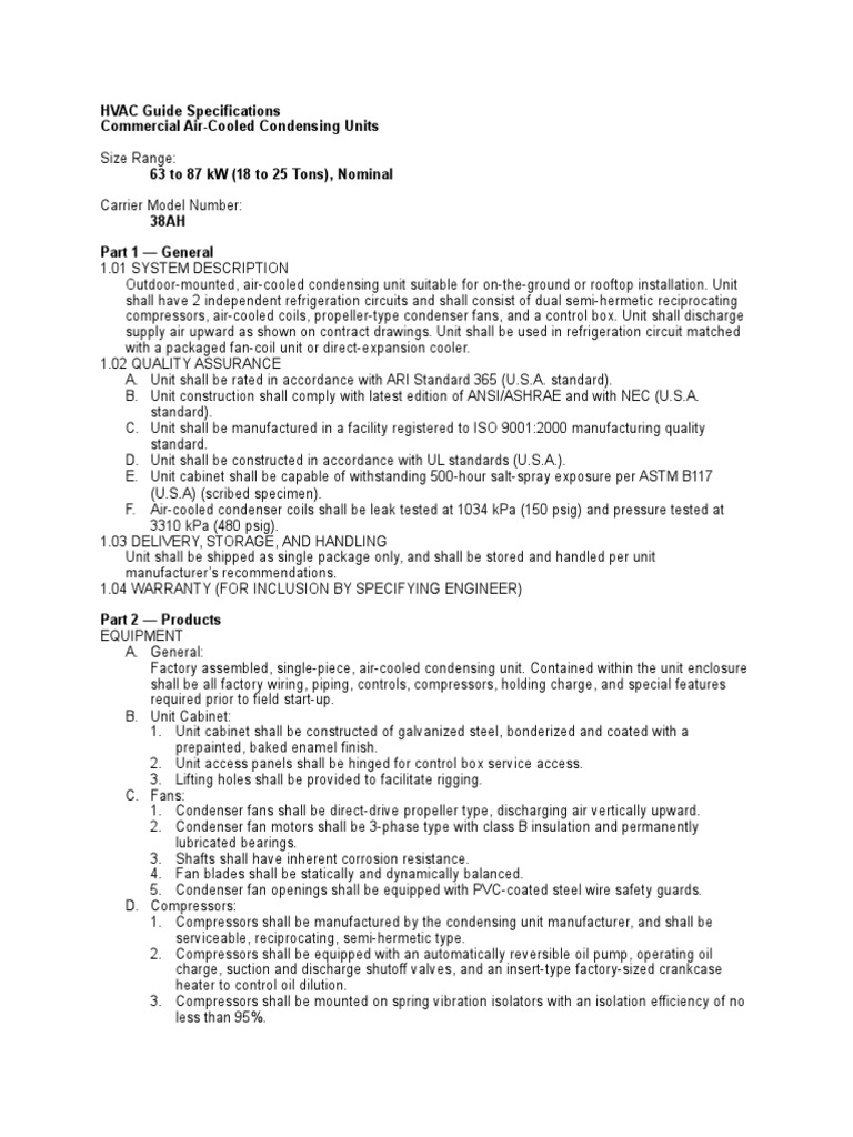 HVAC Guide Specifications Commercial Air-Cooled Condensing Units 63 To ...