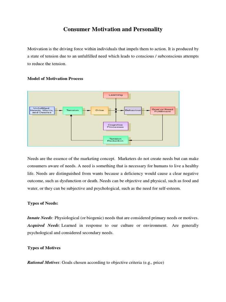 Consumer Motivation and Personality Insights | PDF | Motivation ...