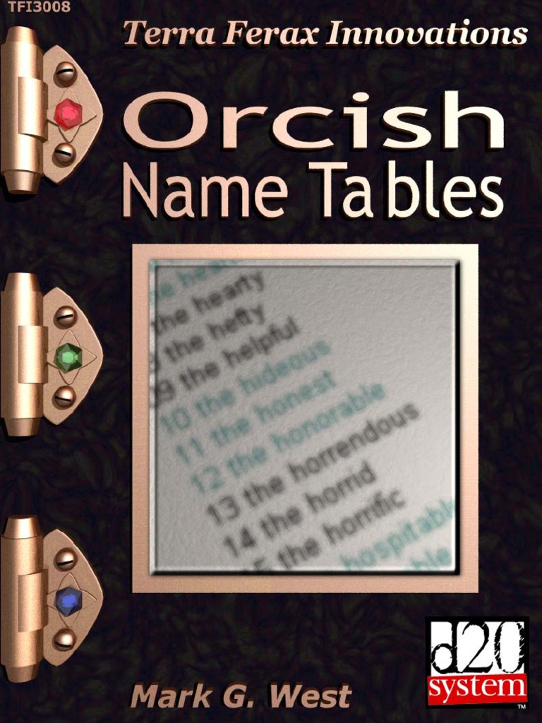 Orcish Name Tables | PDF | D20 System | Copyright