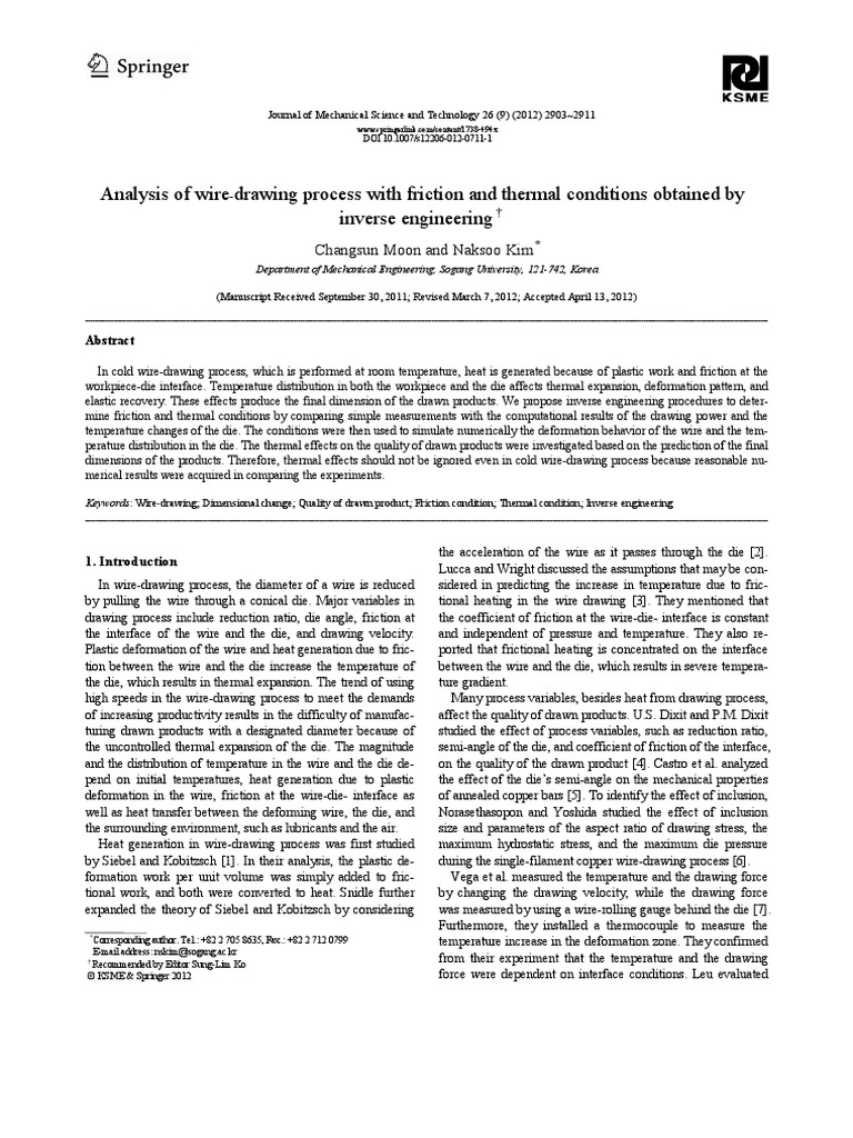 Analysis of Wire Drawing Process With Friction and Thermal Conditions ...