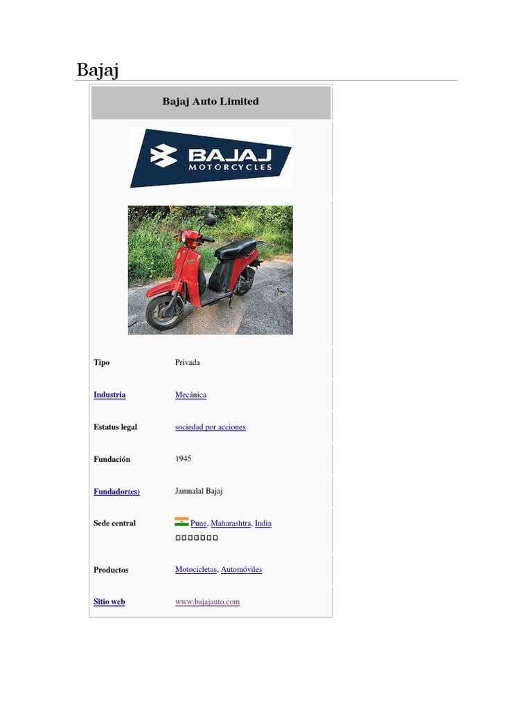 Bajaj | PDF | Fabricantes de vehículos de motor | Motociclismo