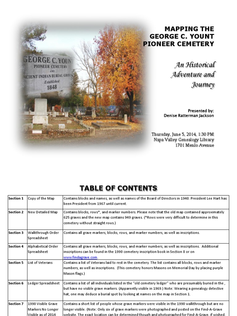 Mapping of The George C. Yount Pioneer Cemetery | PDF | Cemetery ...