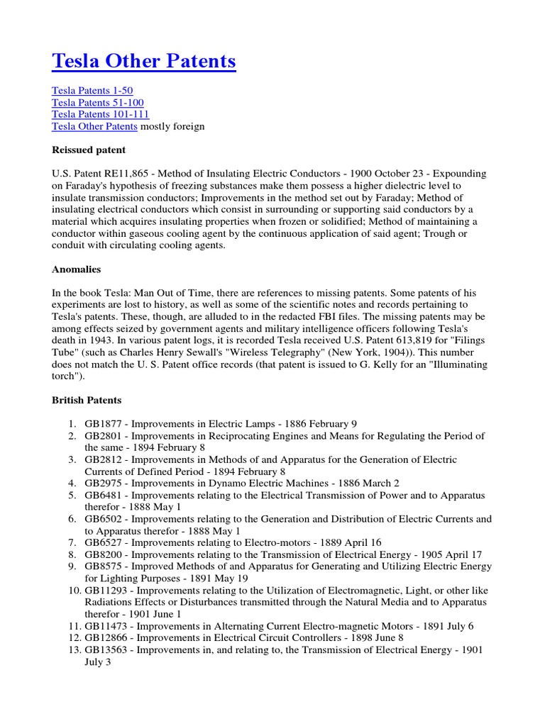 Tesla Other Patents | PDF | Alternating Current | Gas Turbine