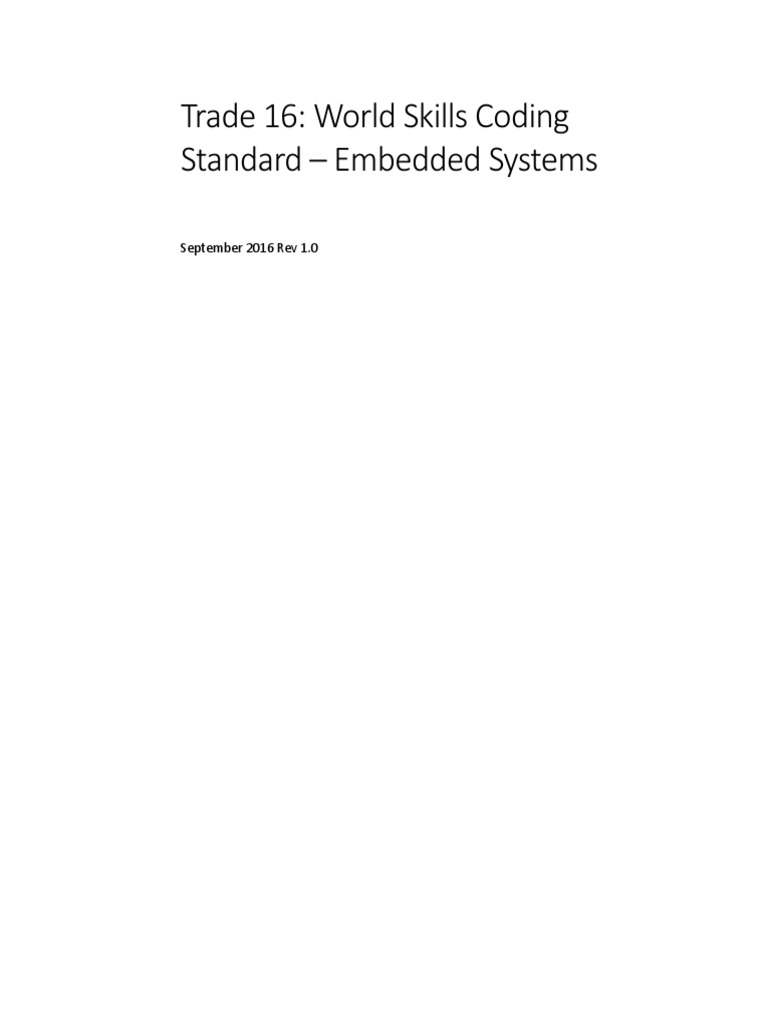 Trade 16: World Skills Coding Standard - Embedded Systems: September 2016 Rev 1.0 | PDF ...