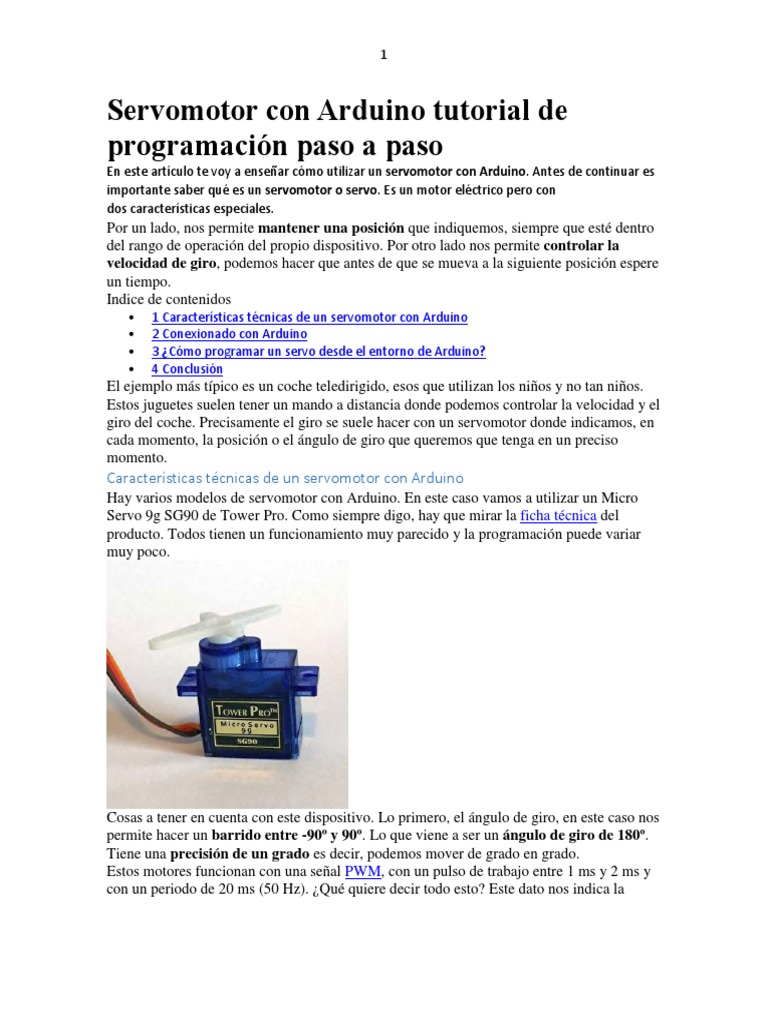 Servomotor Con Arduino Tutorial | PDF | Arduino | Ingenieria Eléctrica