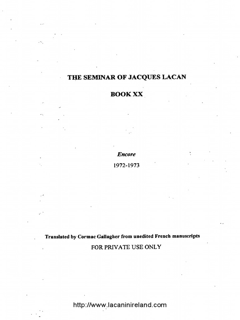 Lacan - Seminar Book-20-Encore (Ireland) PDF | PDF | Business | Home ...