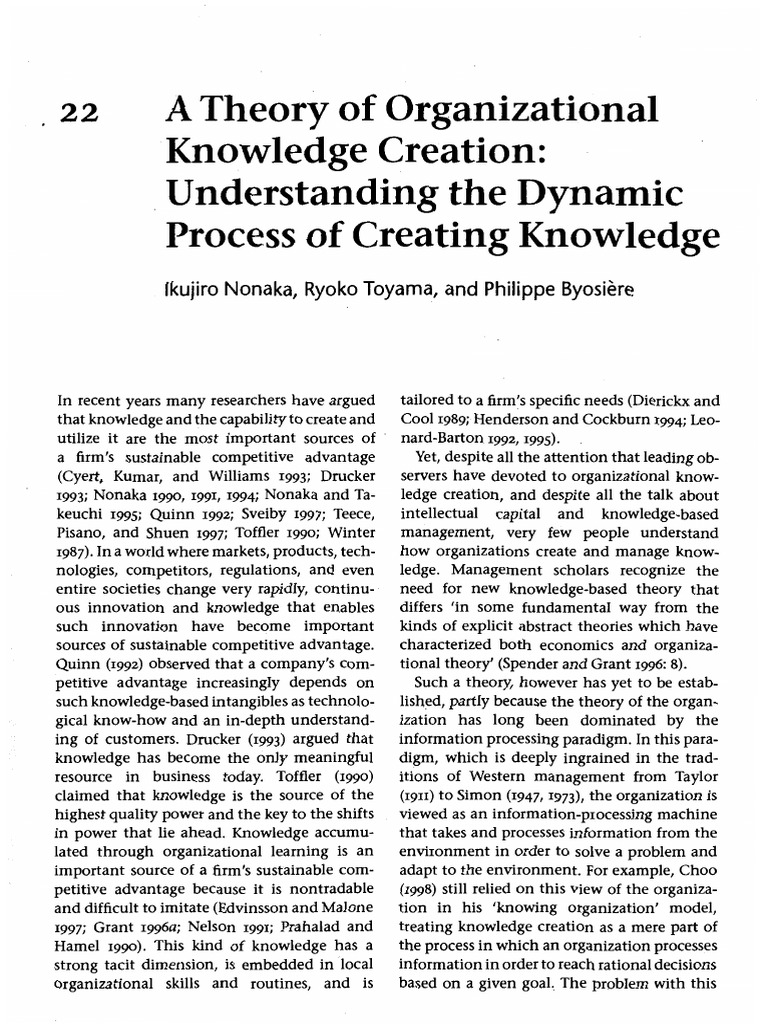 A Theory of Organizational Knowledge Creation PDF | PDF
