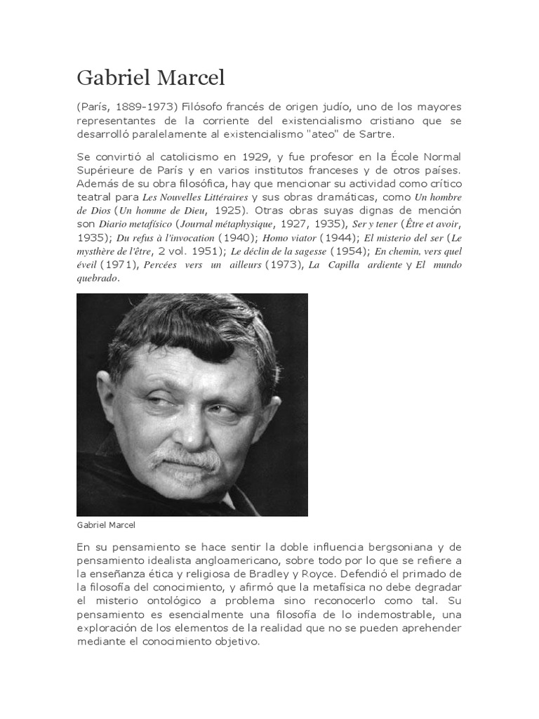 Gabriel Marcel | PDF | Existencialismo | Conocimiento