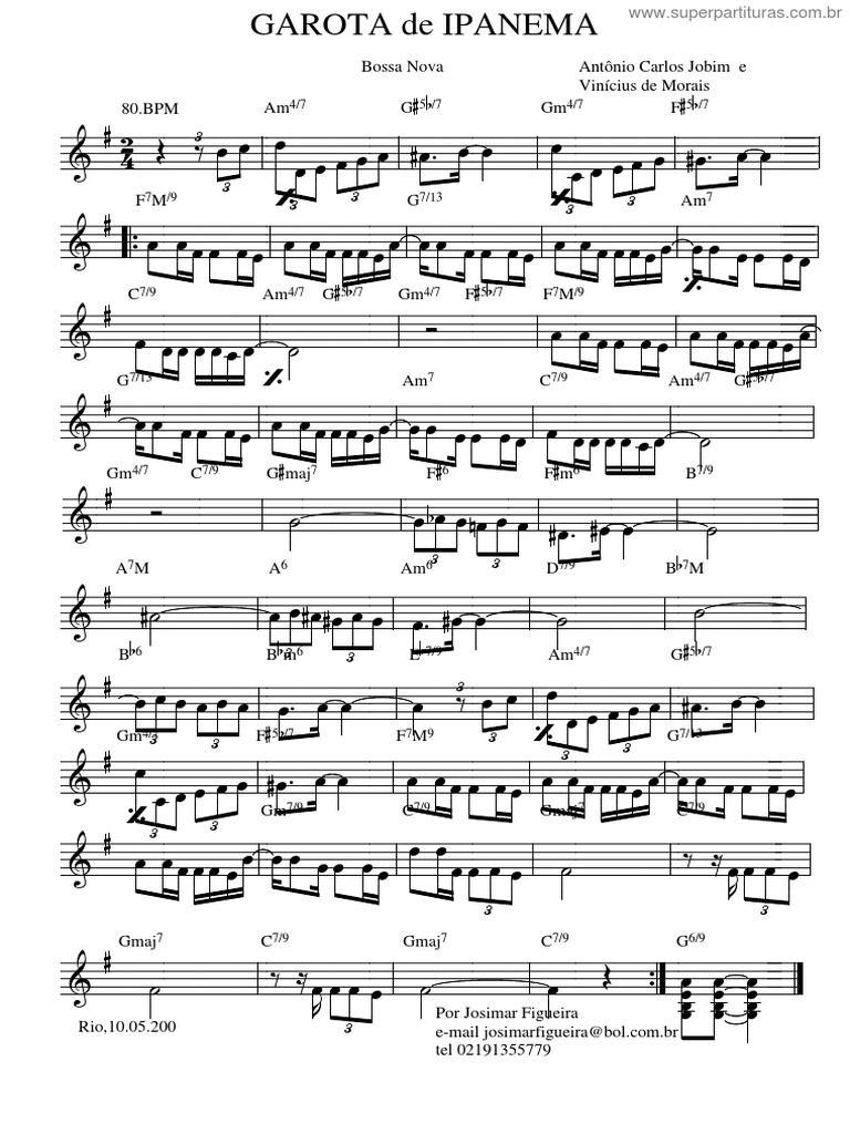 (Superpartituras - Com.br) Garota de Ipanema V 13 PDF | PDF | Musique d ...
