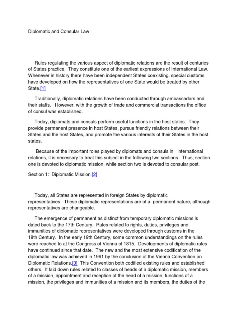 Diplomatic Law Essentials | PDF | Consul (Representative) | Diplomatic Rank