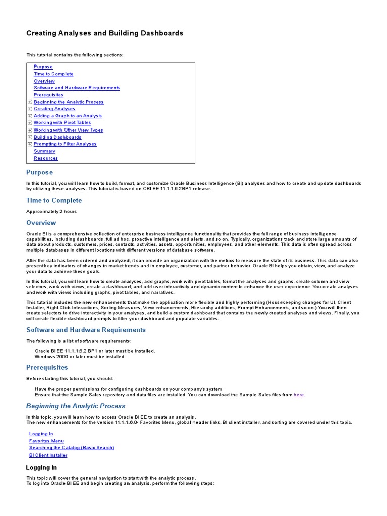 Creating Analyses and Building Dashboards 11G | PDF | Business Intelligence | Chart
