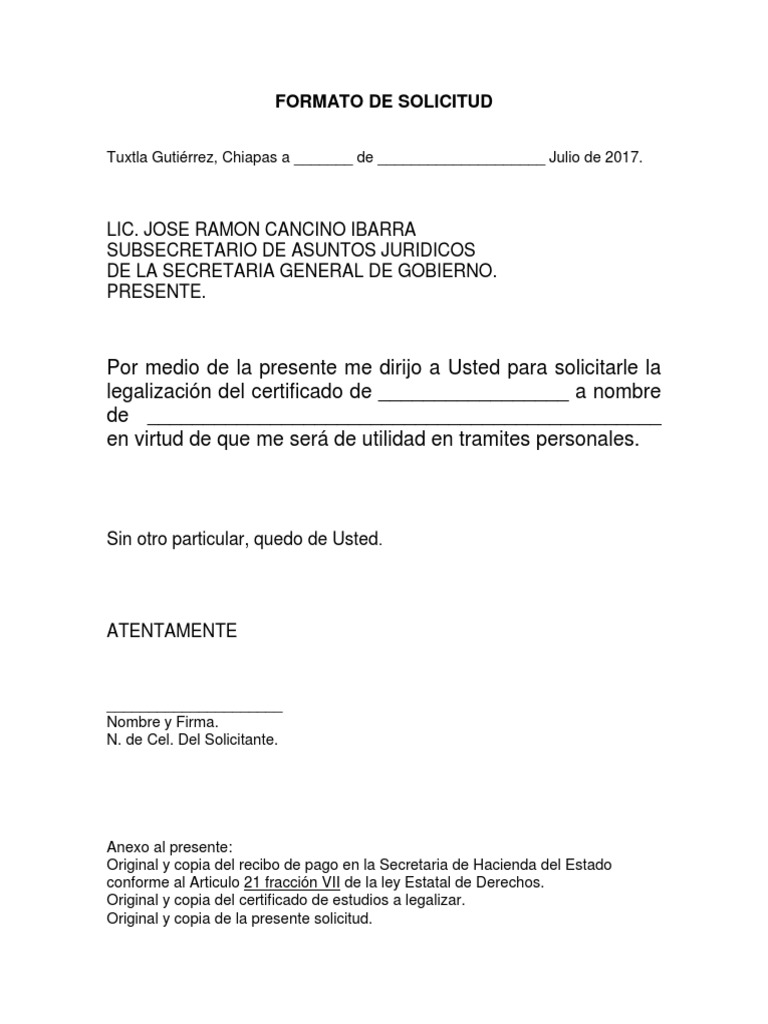 Formato de Solicitud | PDF