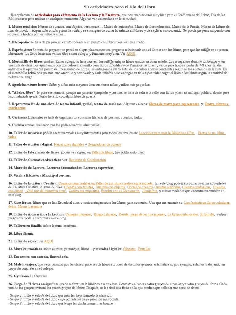 Actividades para el Día del Libro | PDF | Libros | Lectura (proceso)
