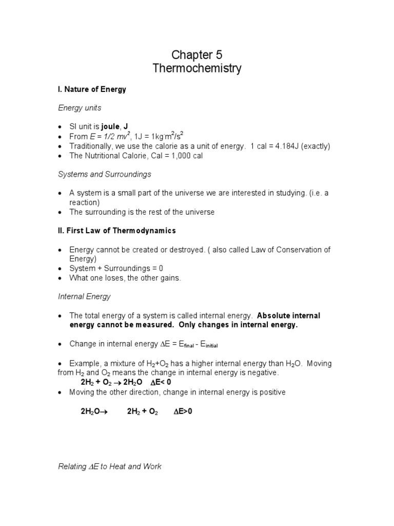 Chapter 5 Thermochemistry Test With Solutions | PDF | Enthalpy | Calorie