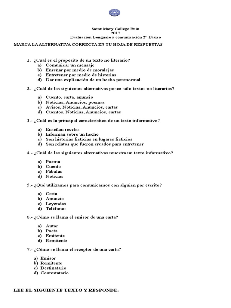 PRUEBA TEXTO Informativo, Carta, Anuncio, Aviso 2 Básico | PDF