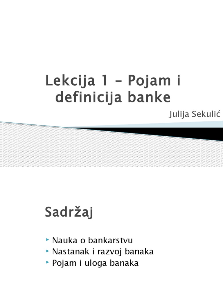 Pojam I Definicija Banke | PDF