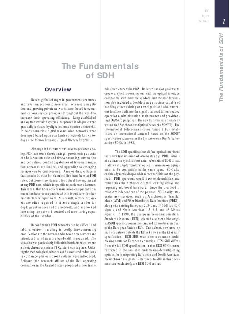 SDH Technology PDF | PDF | Telecommunications | Data Transmission
