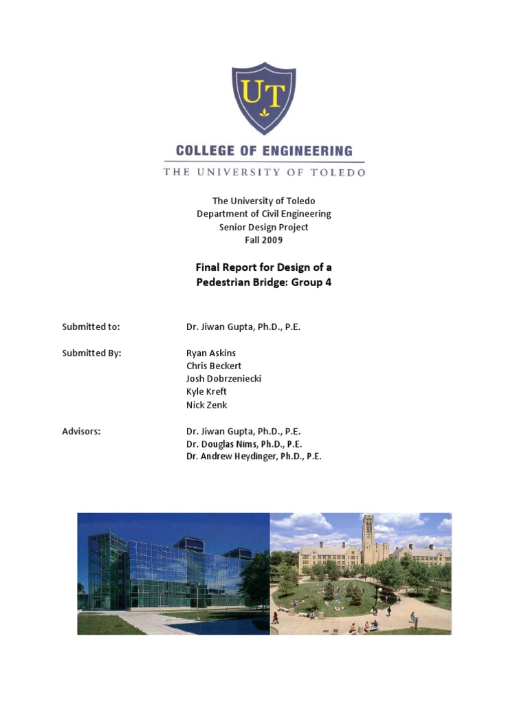 Pedestrian Bridge Design Report | PDF | Precast Concrete | Traffic