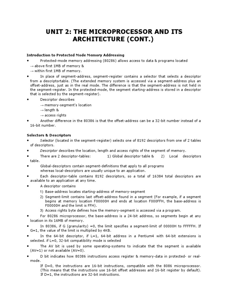 Unit 2: The Microprocessor and Its Architecture (Cont.) : Introduction ...