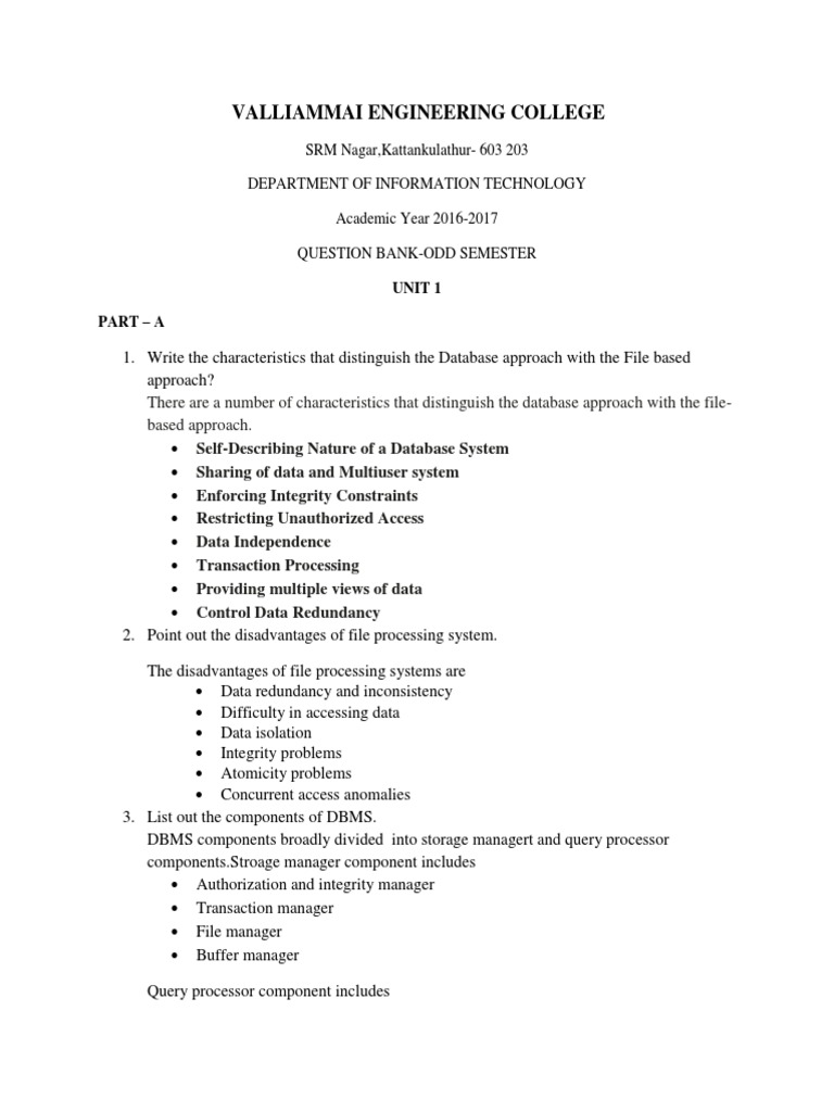 QB With Answers | PDF | Relational Database | Sql