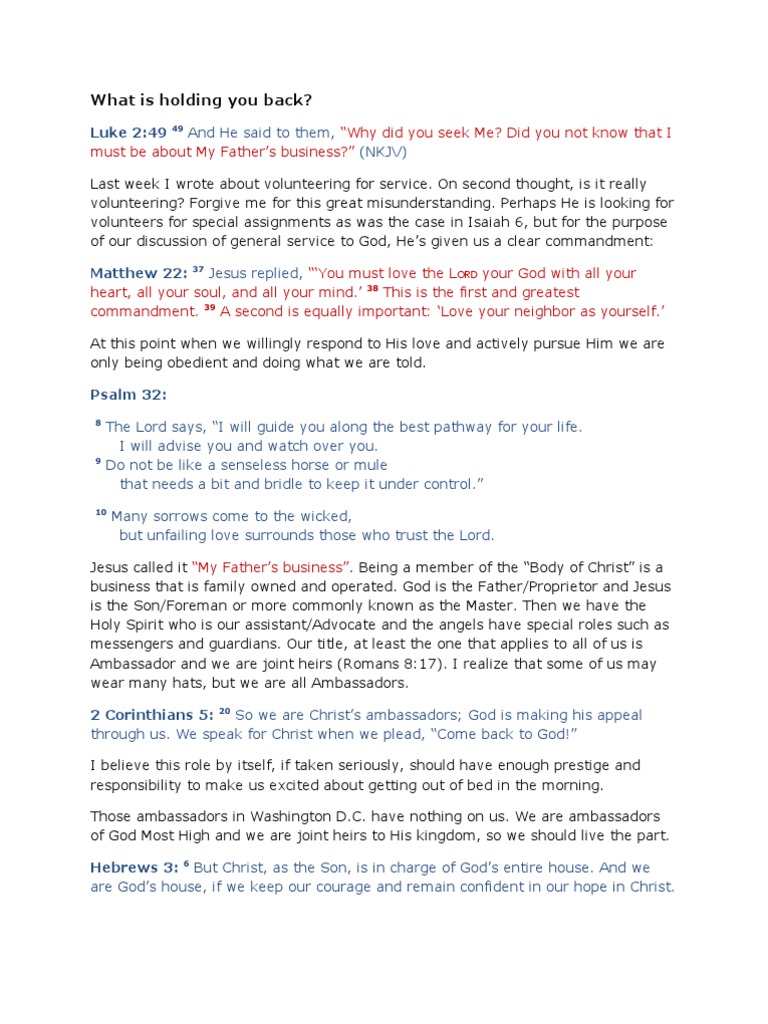 What Is Holding You Back | PDF | Jesus | Prayer
