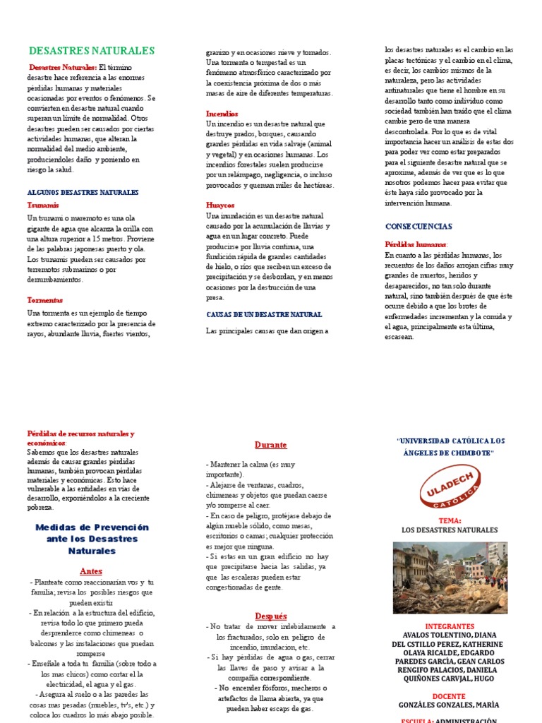 Triptico Desastres Naturales | PDF | Desastres naturales | Tsunami Triptico Desastres Naturales | PDF | Desastres naturales | Tsunami