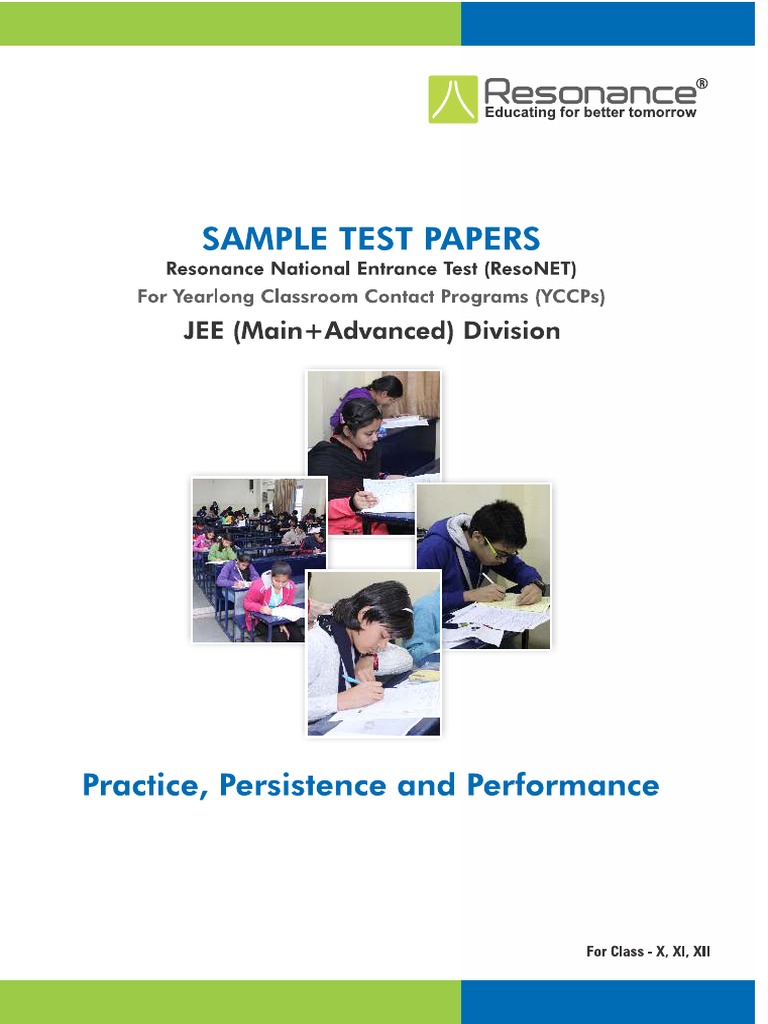 Reso NET 2017 Sample Paper Jee Main Advanced | PDF | Chemical Bond ...