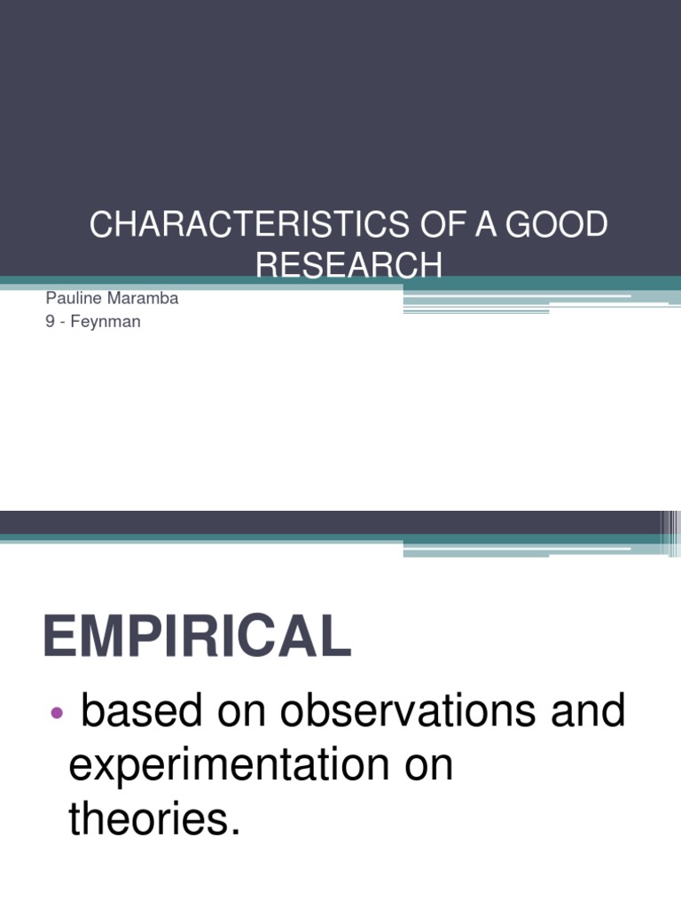 Characteristics of A Good Research | PDF