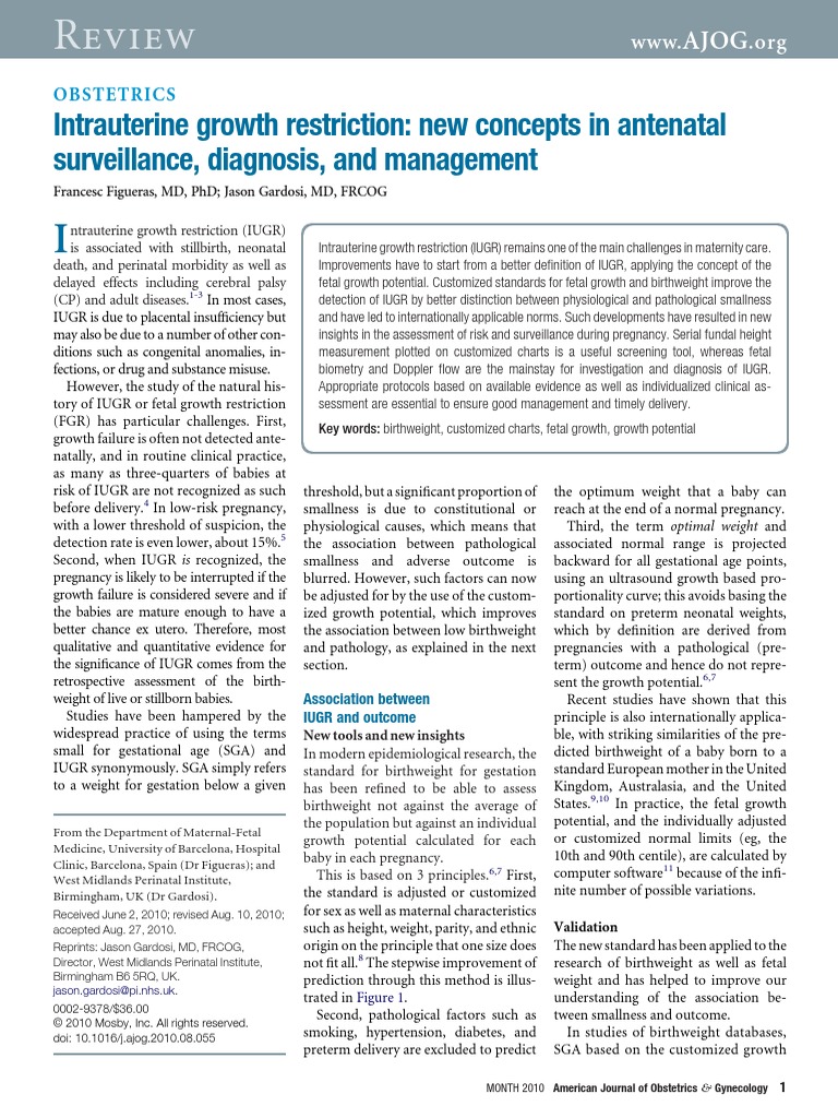 IUGR New Concepts - AJOG Review PDF | PDF | Pregnancy | Fetus