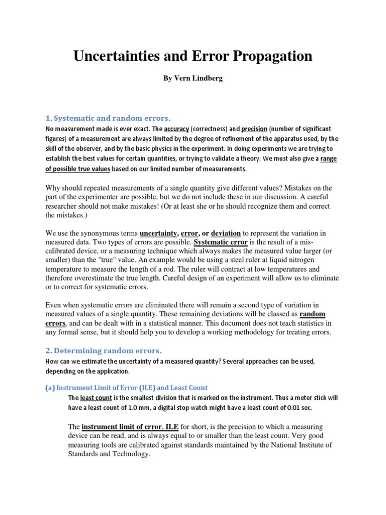 Uncertainties and Error Propagation | PDF | Significant Figures ...