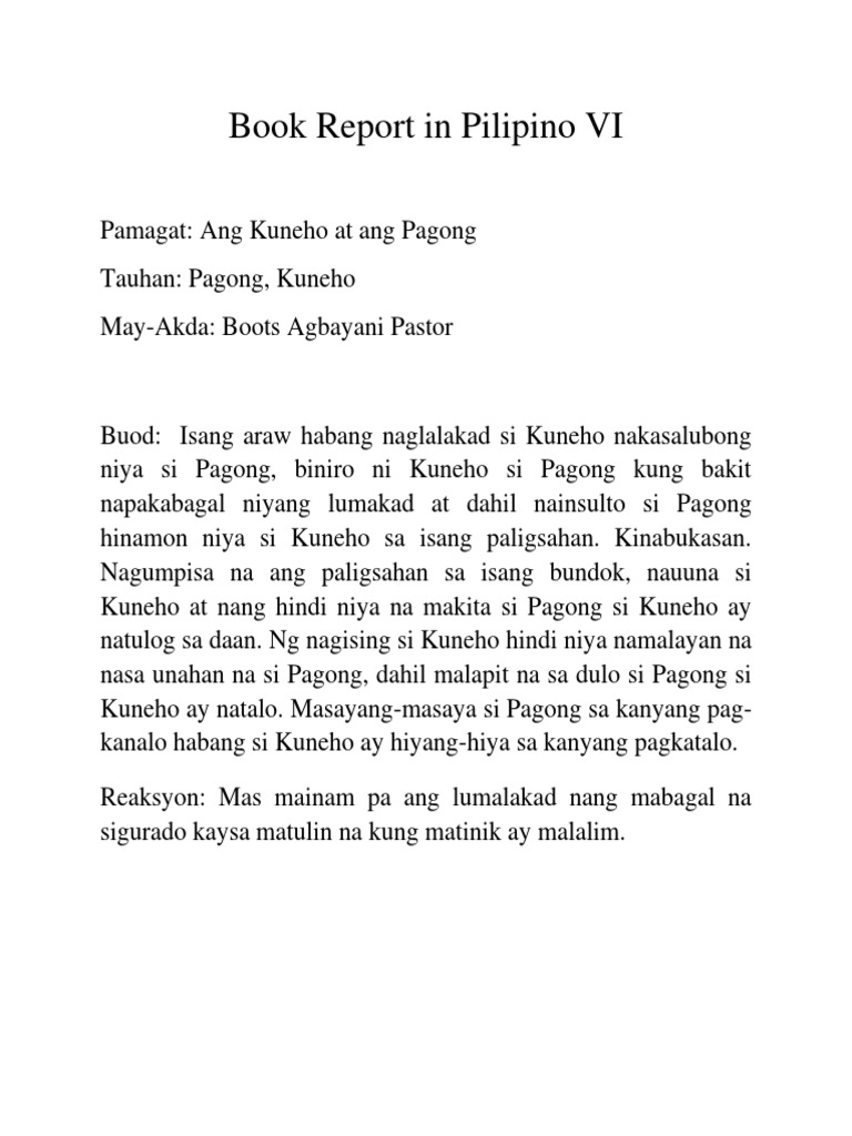 Book Report in Pilipino VI | PDF