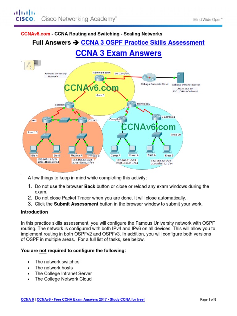 Scaling Networks Version 6 00 Scan Ospf Practice Skills Assessment Pt Answers Download