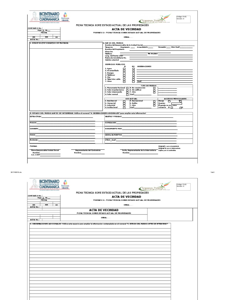 Formato 2 Acta de Vecindad