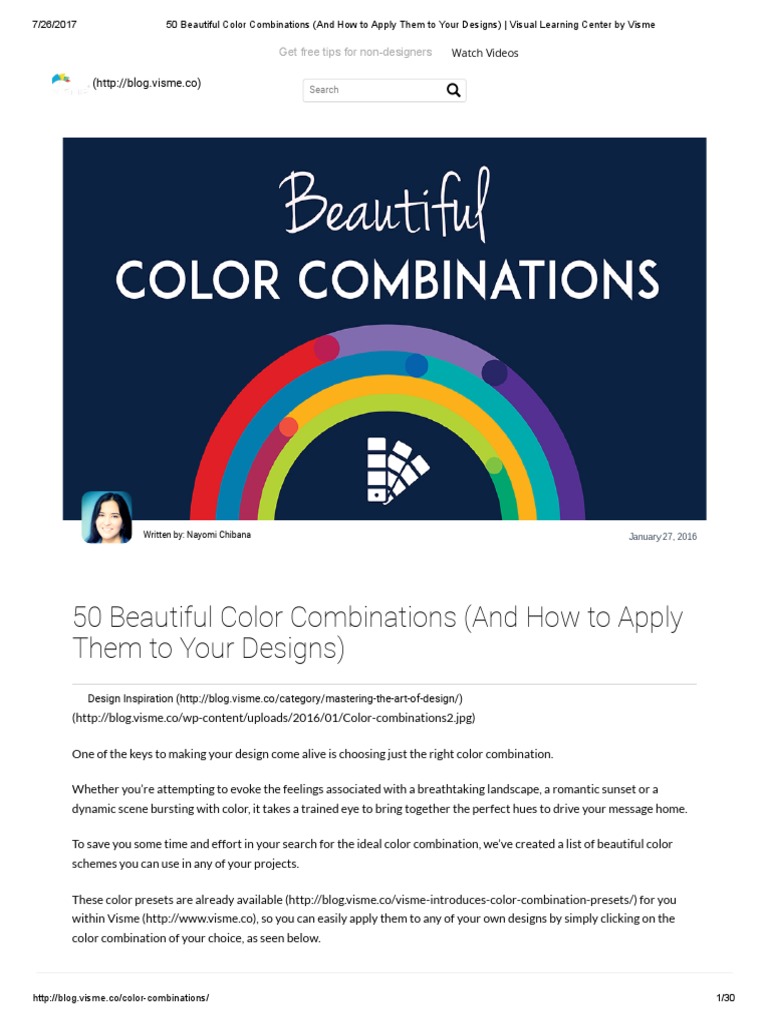 50 Beautiful Color Combinations | PDF | Yellow | Magenta