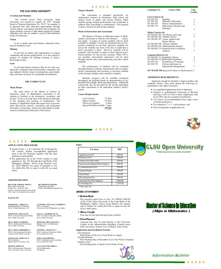 MSED Major in Mathematics | PDF | Curriculum | Academic Degree
