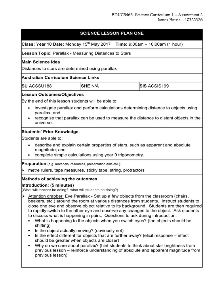 Year 10 Space Science Lesson Plans | PDF | Stars | Metric Expansion Of ...