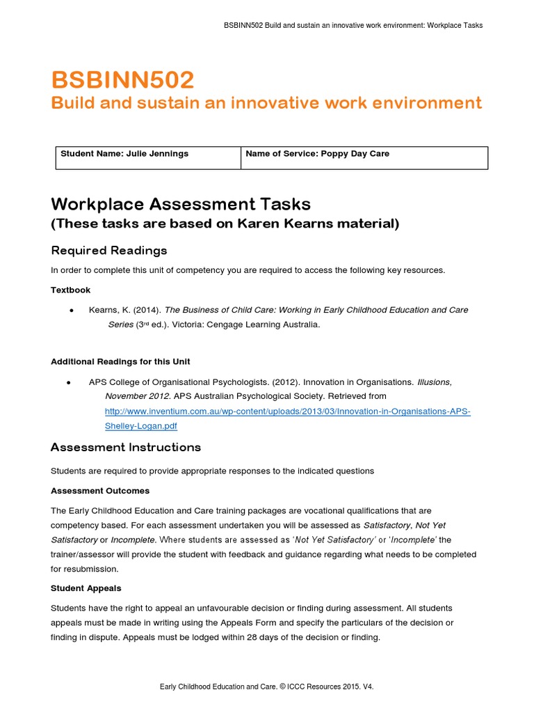 BSBINN502 Example Workplace Activities | PDF | Innovation | Communication